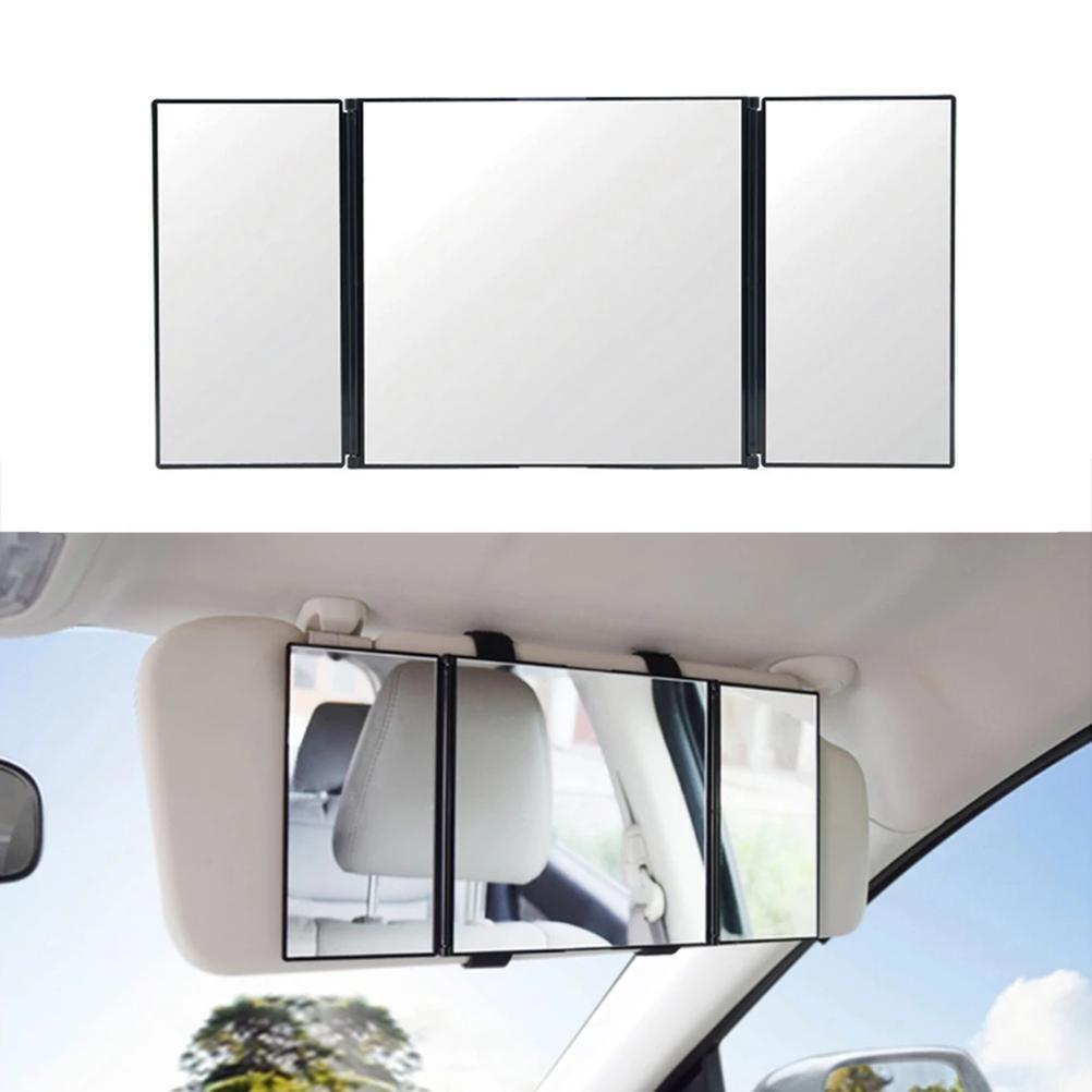 Car Sun Visor Mirror Makeup Sun-shading Vanity Mirror Tri-Fold Durable ...