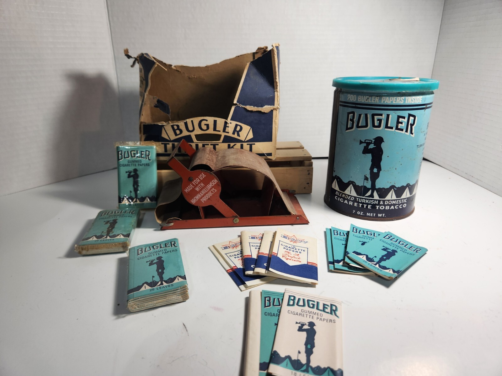 Vintage Bugler Cigarette Roller Machine, Papers And Tin By Brown ...