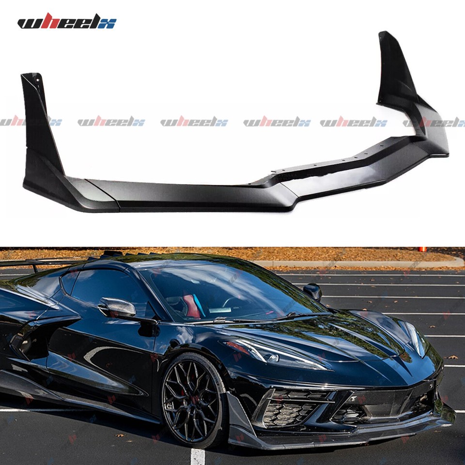 Matte Black STG 3 Winglet Front Bumper Lip Splitter For 20-24 Corvette ...