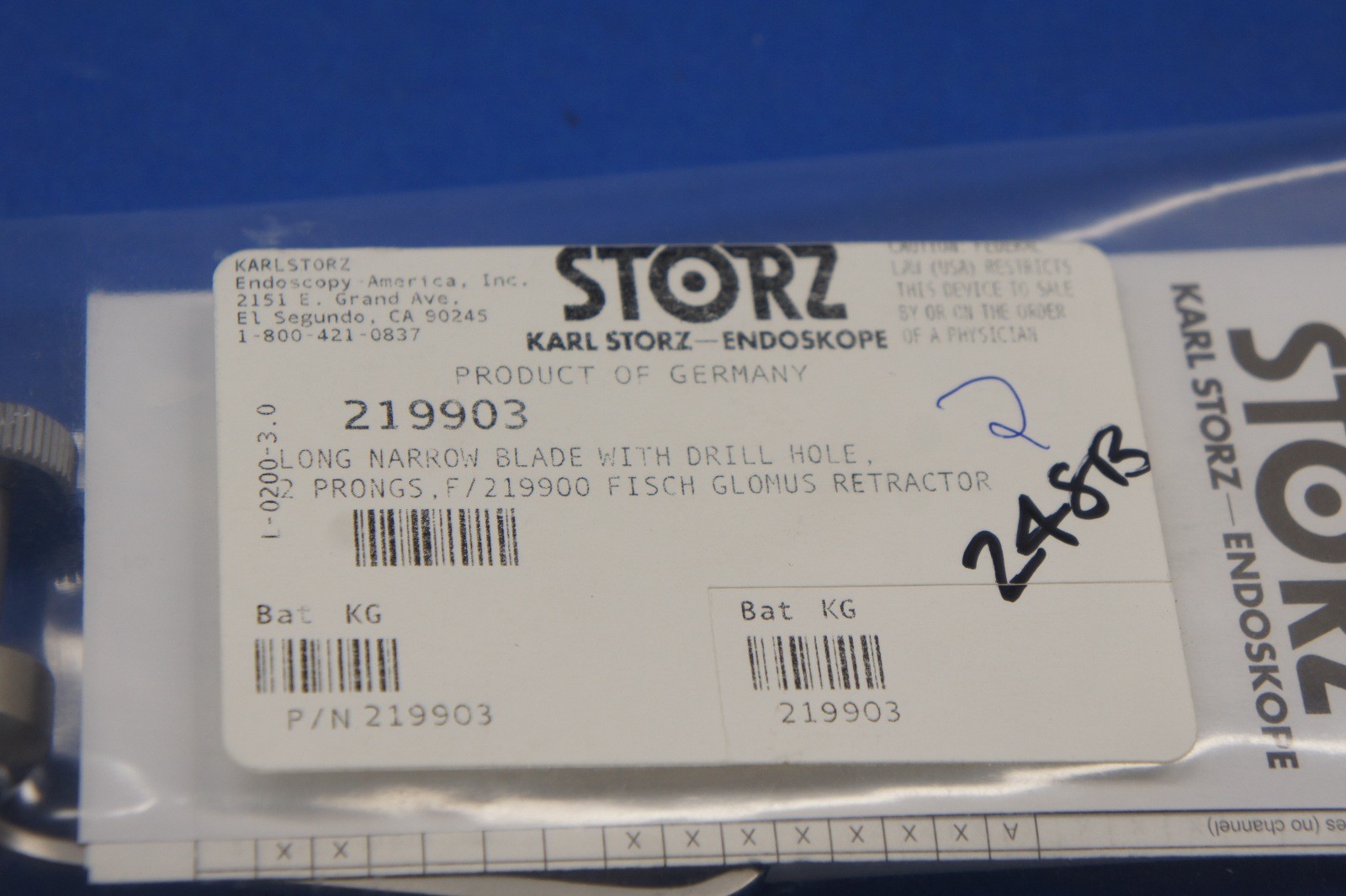 Karl Storz 219903 Blade for Fisch Glomus Retractor 219900 10mm X 66mm 2 ...