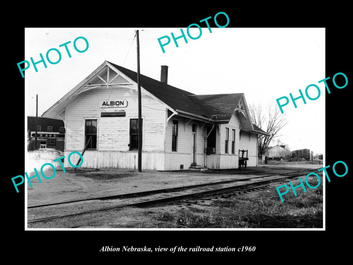 OLD LARGE HISTORIC PHOTO OF ALBION NEBRASKA THE RAILROAD STATION c1960 ...