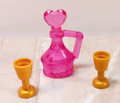 New LEGO Pink Crystal Decanter Gold Goblets Removable Heart Top Wine ...