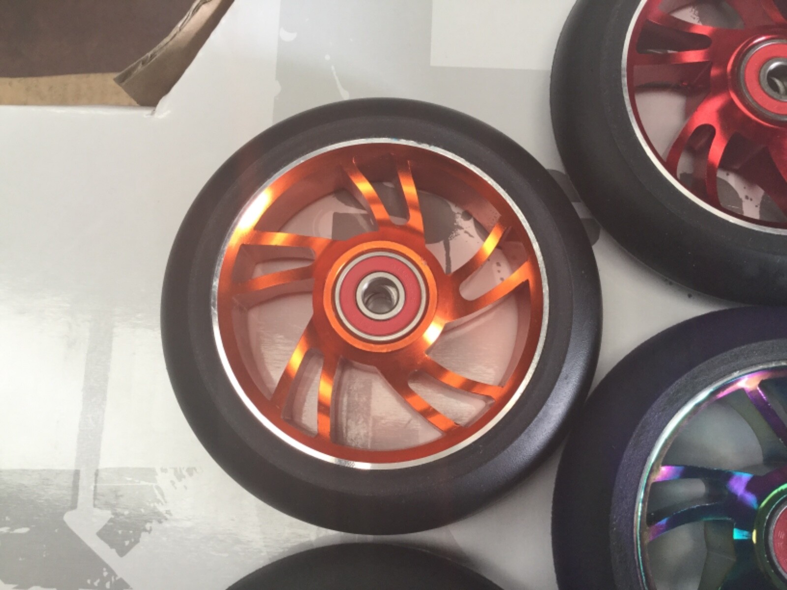 110mm Alloy Scooter Wheel Black Blue Green Jet fuel-Oil slick Red ...