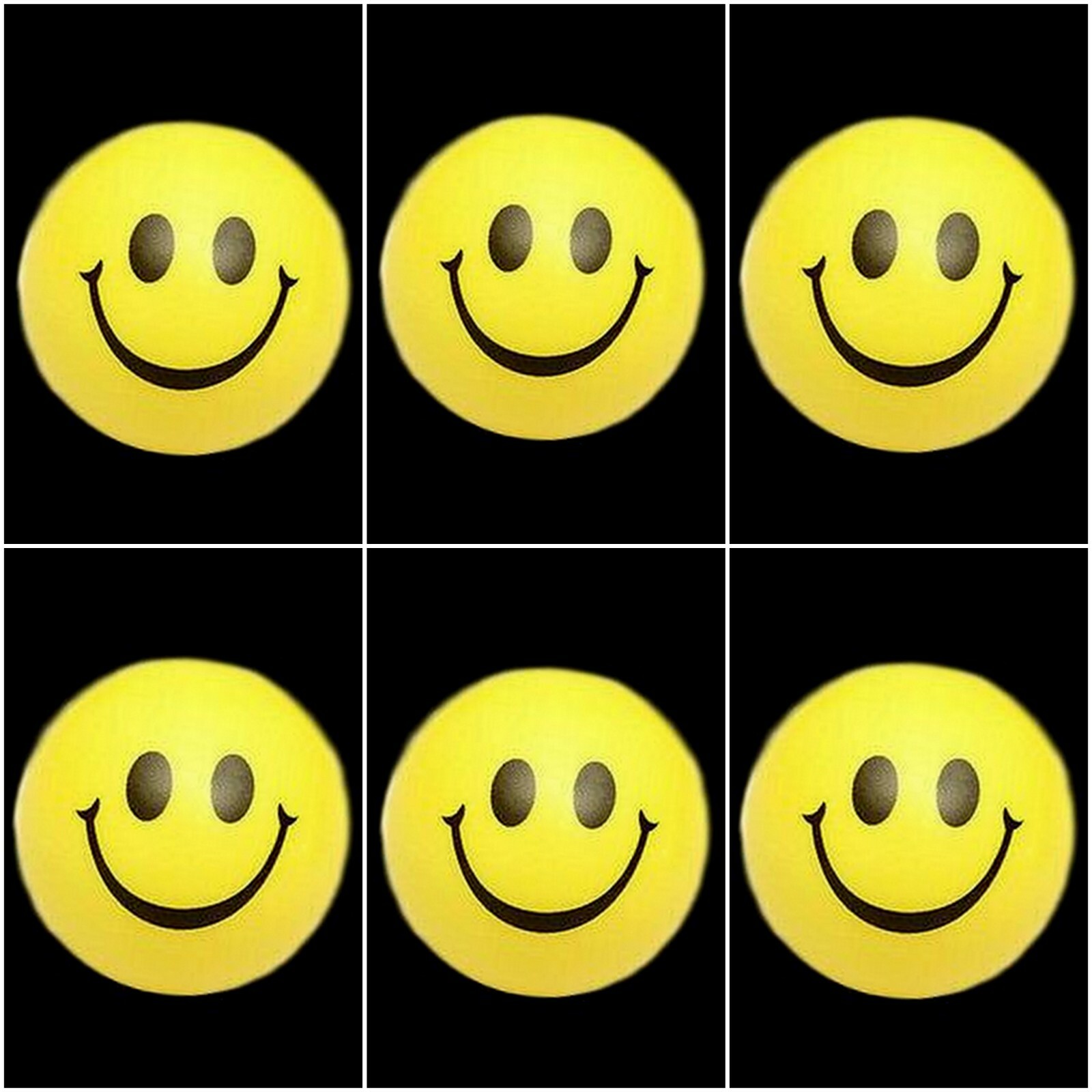 6 X Smiley Face Ball Squeeze Squish Toy Anti Stress ball Smile Bouncing ...