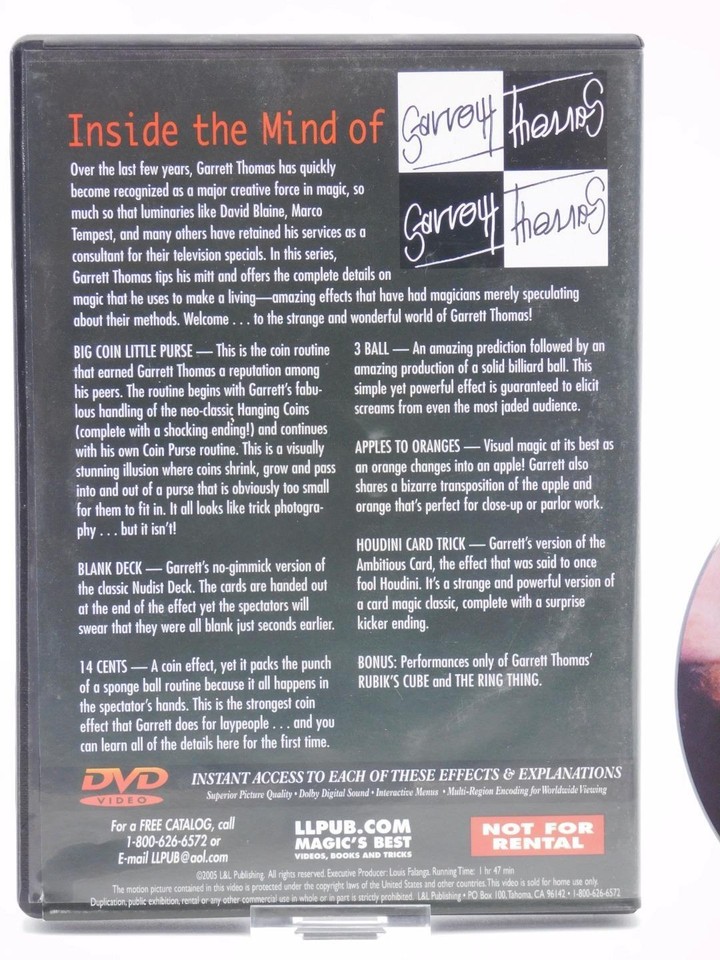 Inside the Mind of Garrett Thomas Volume 1 Magic Trick DVD | eBay