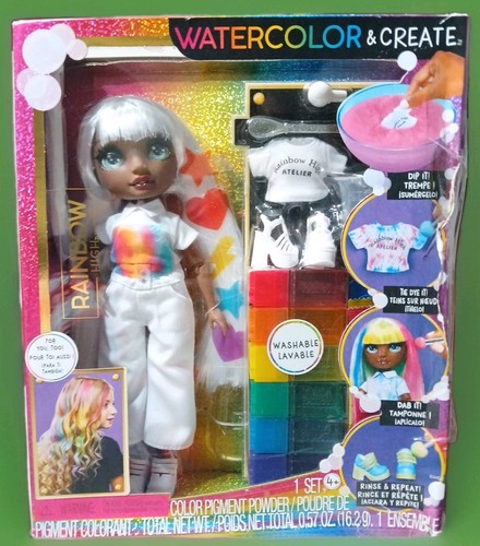 Rainbow High Watercolor & Create Doll With washable Tie-Dye Kit Be ...