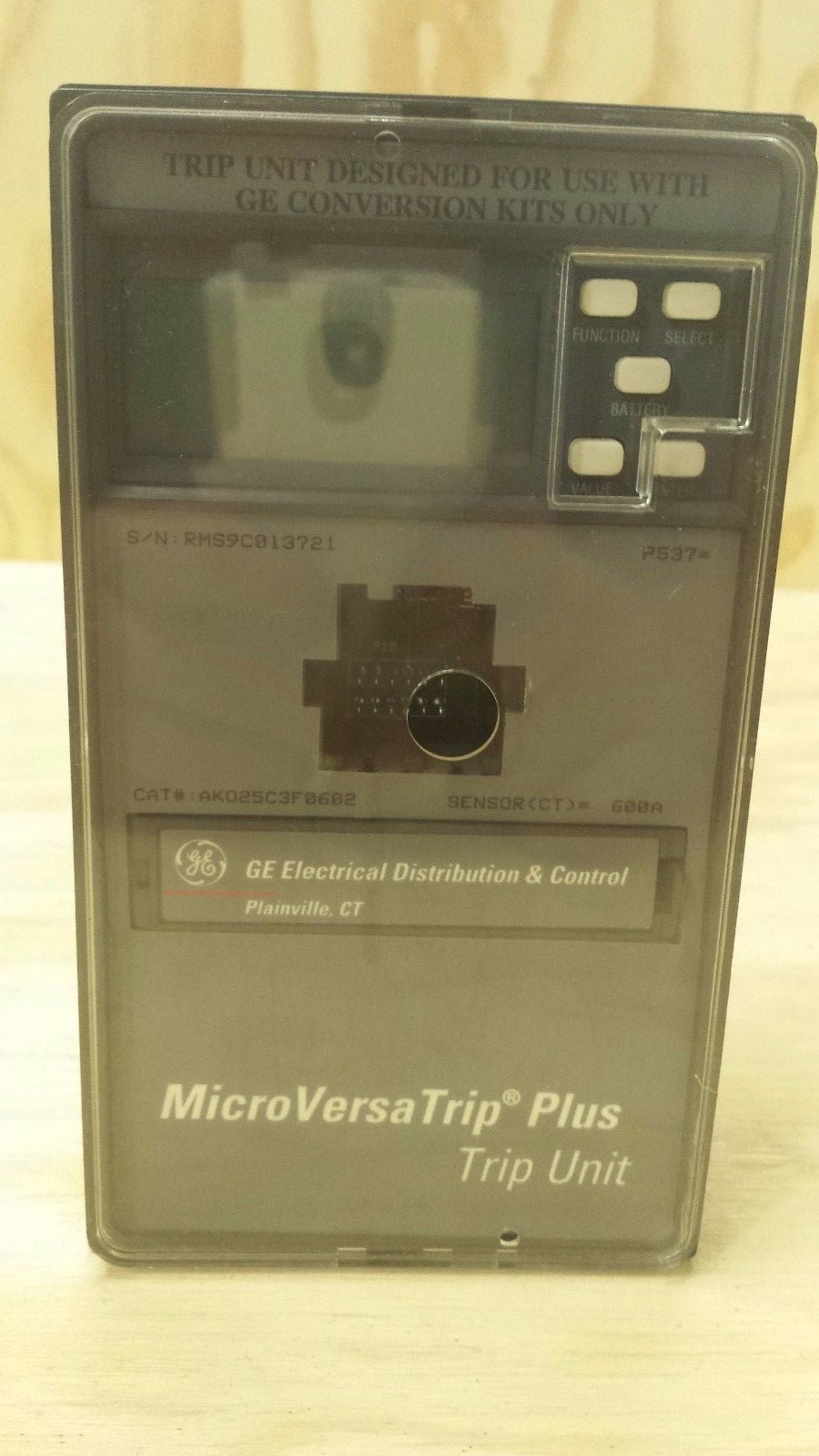 GE Micro Versa Trip Plus Trip unit MVT 600A AKO25C3F0602 No Rating Plug ...