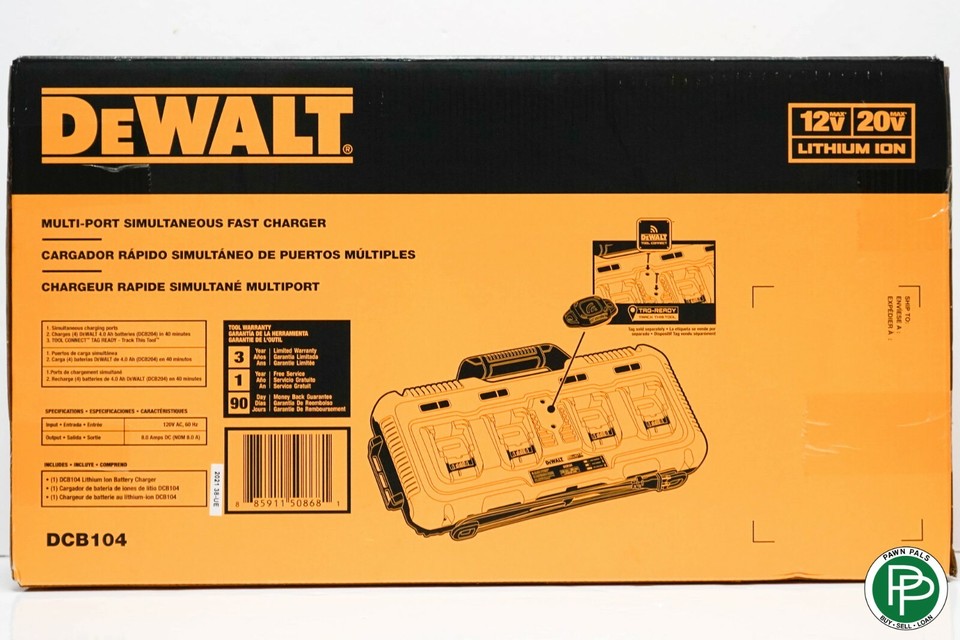 DeWALT DCB104 Multiport Li-Ion Battery Rapid Charger Jobsite Charging ...