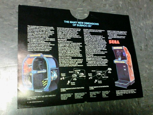 Sega SUBROC 3D Arcade Video Game flyer- good original--folds out!! | eBay