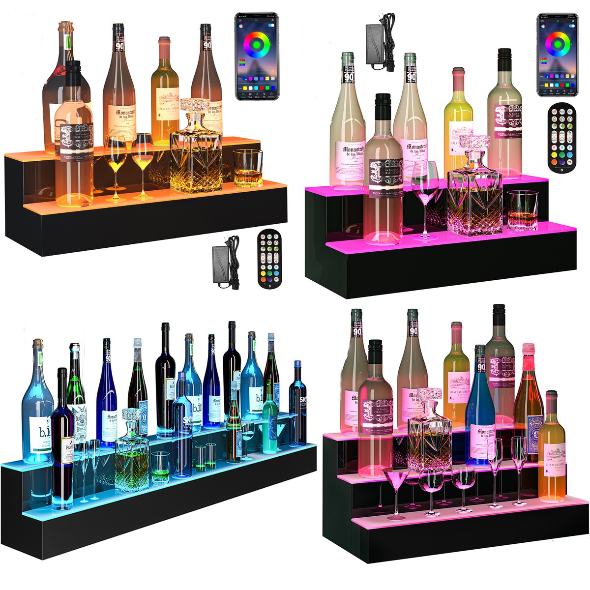 2 Step Led Lighted Bar Shelves | Shelly Lighting