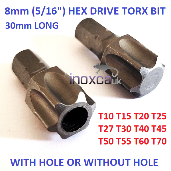 TORX BIT 8mm HEX 30mm T10 T15 T20 T25 T27 T30 T40 T45 T50 T55 T60 T70 ...