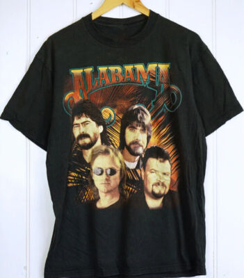 Alabama Band T shirt Funny Birthday Black Cotton Tee Vintage Gift For ...