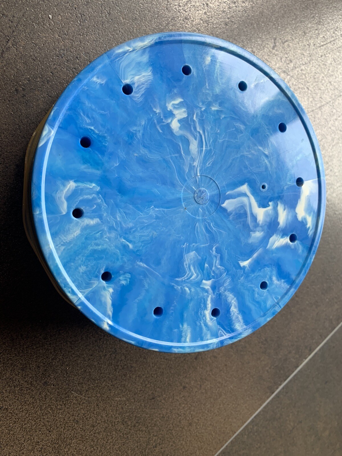 Vintage Hommer “A” Blue Swirl Plastic 6” Round Sewing Box Case | eBay