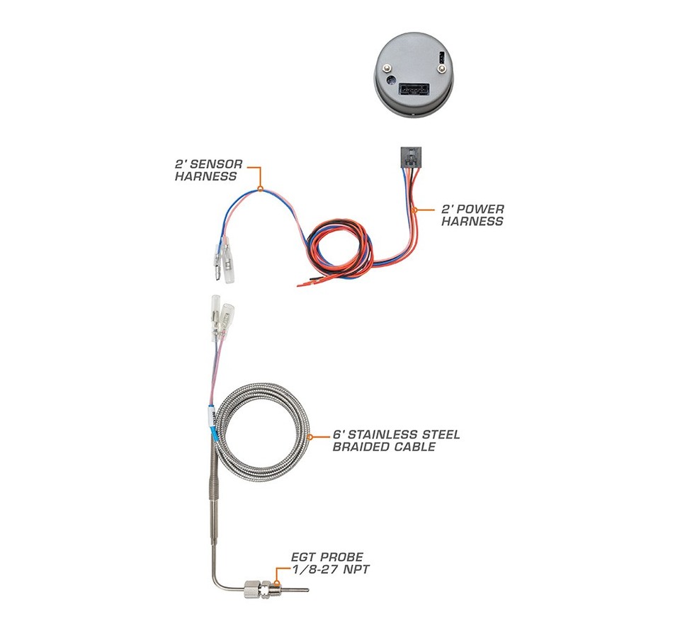 52mm GlowShift Tinted 1500 F Diesel Pyrometer EGT Gauge Kit w Type K ...
