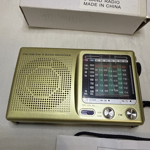 9 Band FM/AM/SW Radio World Receiver Gold Pocket Travel Off Grid AA ...