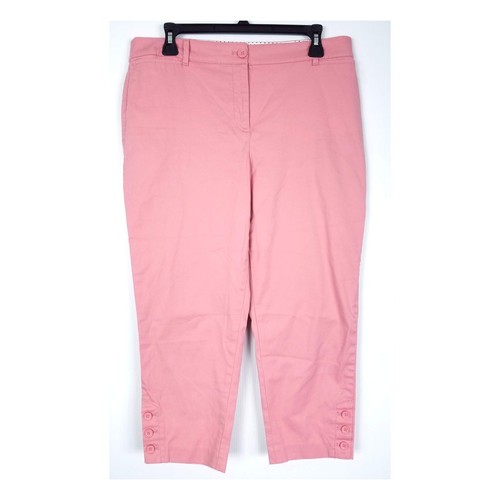 Talbots Perfect Crop Pants Pink Stretch Button Hem Capris Size 10P | eBay