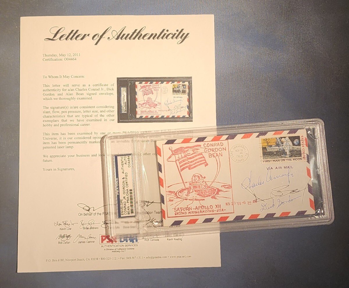 Apollo 12 Alan Bean Charles Conrad Dick Gordon Signed Envelope PSA ...