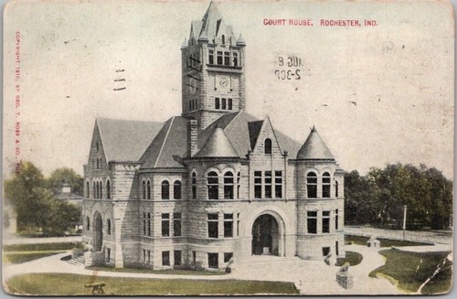 Vintage ROCHESTER, Indiana Postcard FULTON COUNTY COURT HOUSE / 1911 ...
