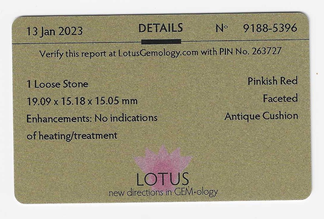 LOTUS Certified Natural Ruby 36.11 Cts Pinkish Red Color 'No Heat' From ...