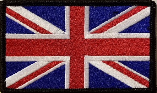 United Kingdom Flag Patch With Hook Adhesive Fastener Emblem BLACK ...