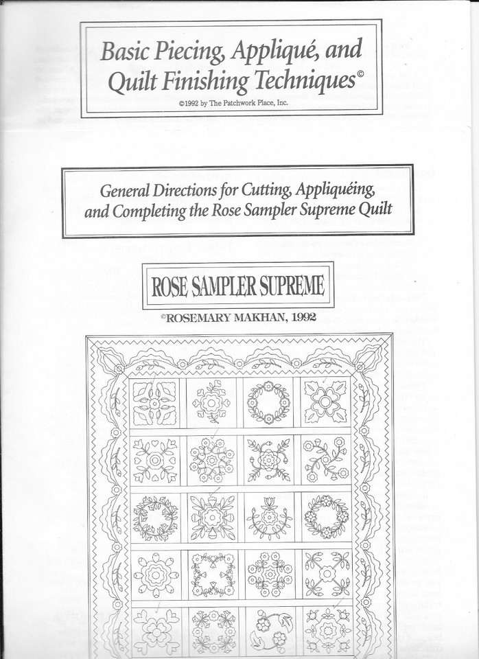 ROSE SAMPLER SUPREME QUILT PATTERNS BY ROSEMARY MAKAN. | eBay