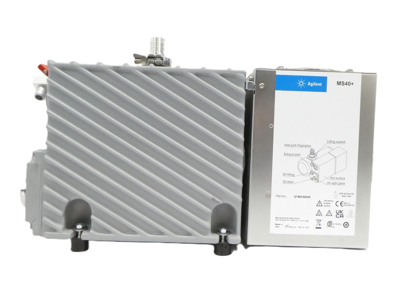 MS40+ Agilent G1960-80040 Rotary Vane Vacuum Pump Spectrometer Untested ...