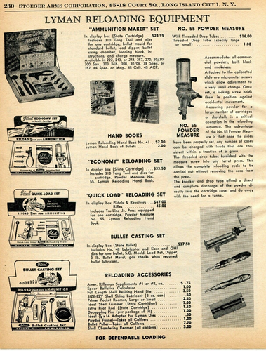 1960 Print Ad Lyman Reloading Equipment Ammo Maker Reloading Set Bullet ...