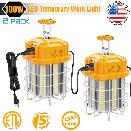 2Pack LED Temporary Work Light 100W Linkable Construction Building ...