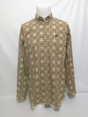 Cinch Tan Black White Scroll Emblems Long Sleeve Shirt Mens Size Small ...