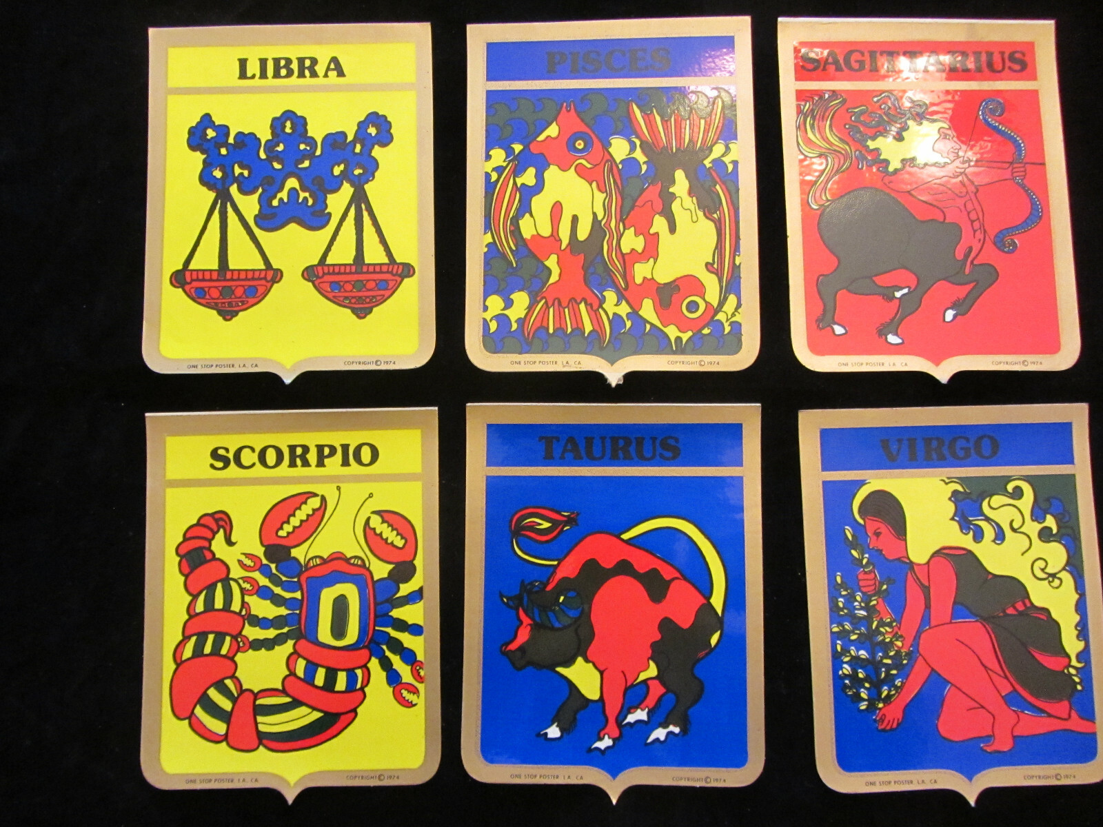 TAURUS ZODIAC NOS shield shaped sticker authentic 70s item 4-3/4"x6-1/8 ...