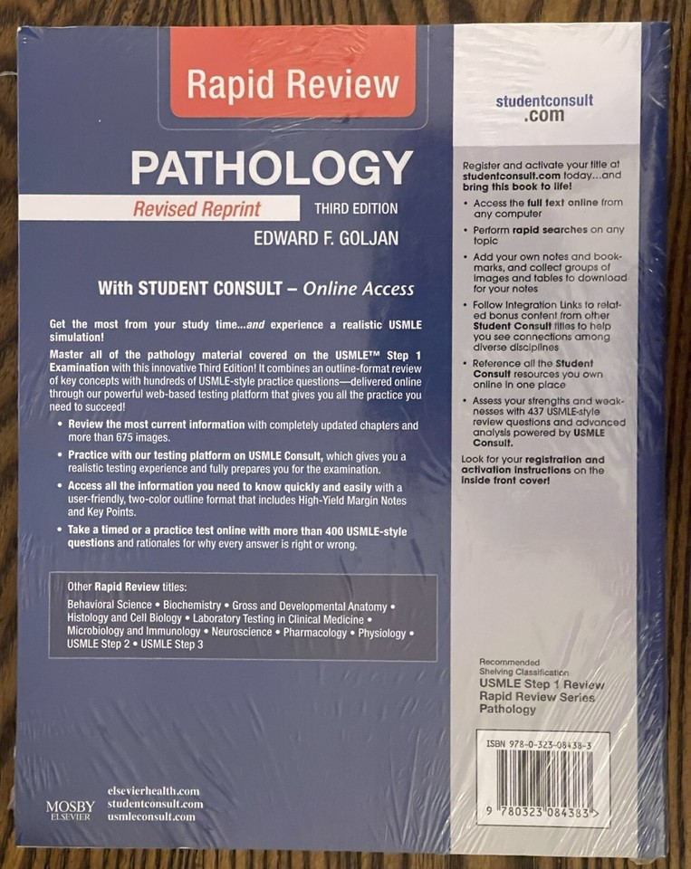 RAPID REVIEW PATHOLOGY By Goljan Edward F. Md / New Shrinkwrapped ...