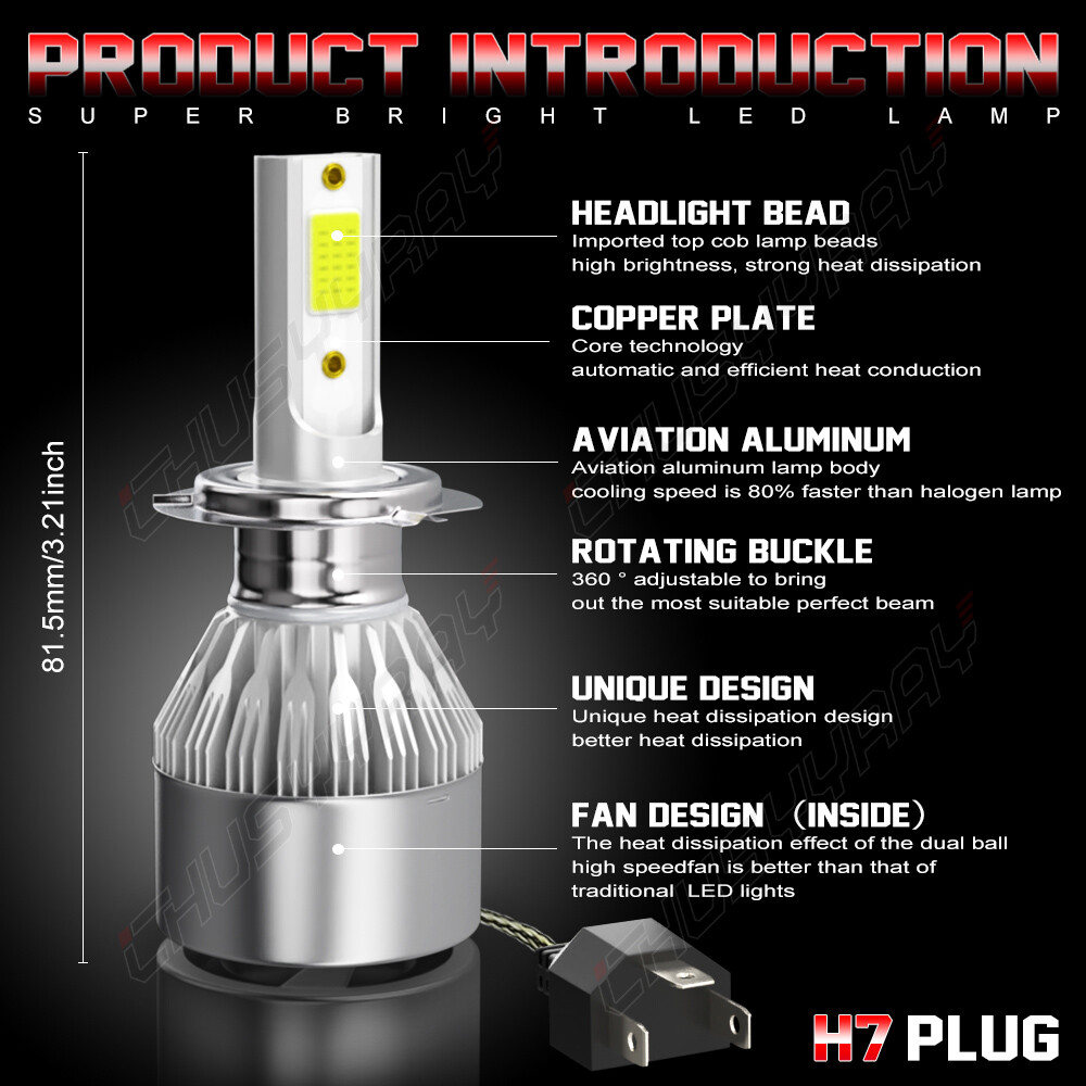 For Mercedes Benz GL450 2007-2012 2x H7 LED Headlight Bulbs High Low ...