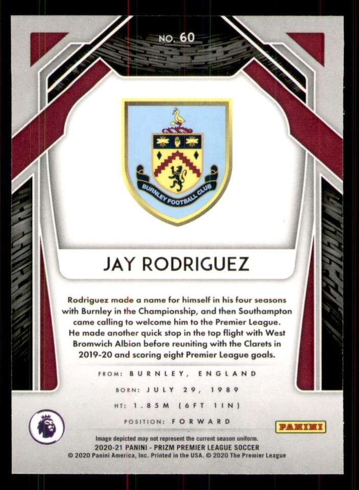 Jay Rodriguez 2020-21 Panini Prizm Premier League #60 Burnley | eBay