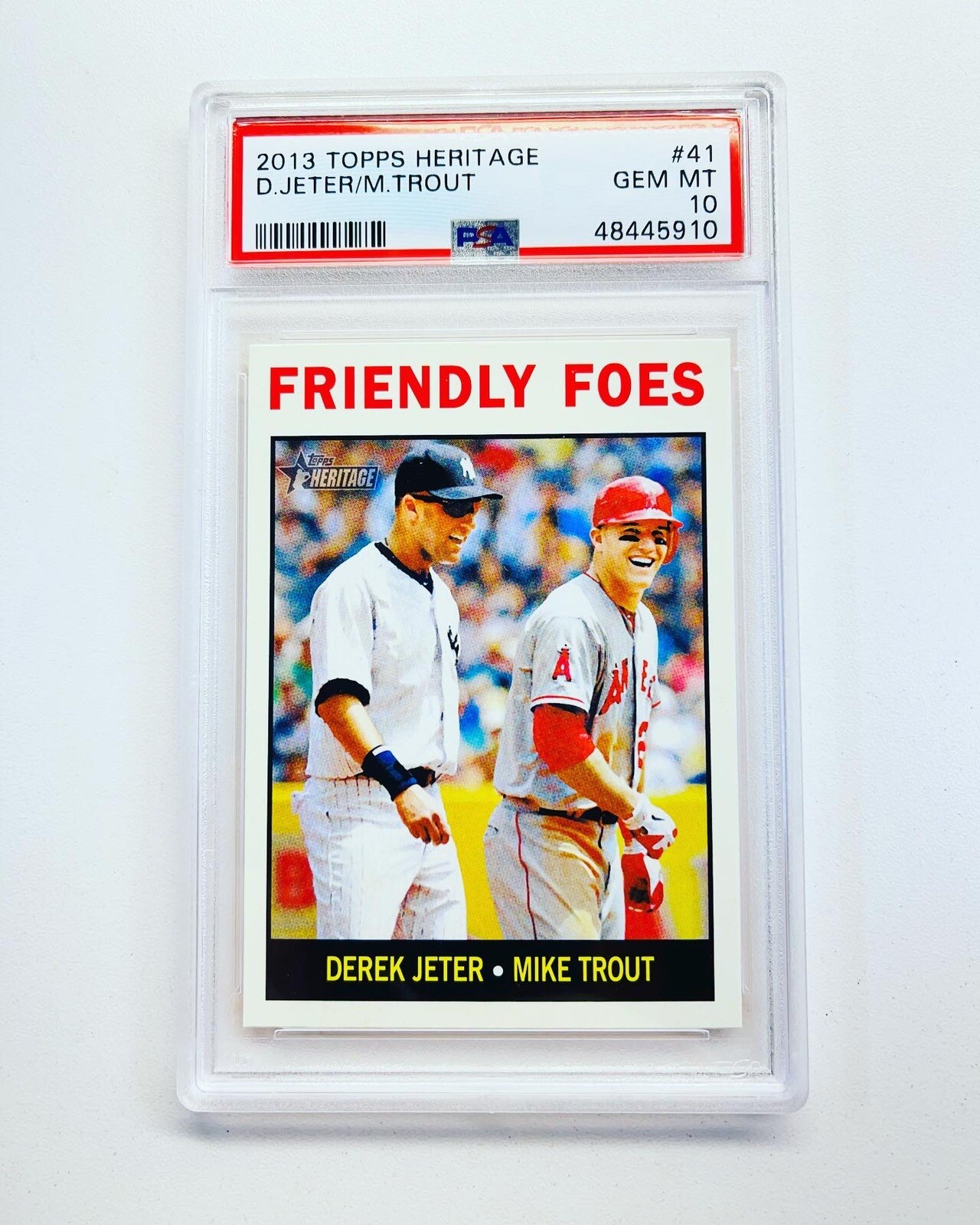 2013 Topps Heritage Friendly Foes Mike Trout PSA 10 Gem Mint W/ Jeter ...