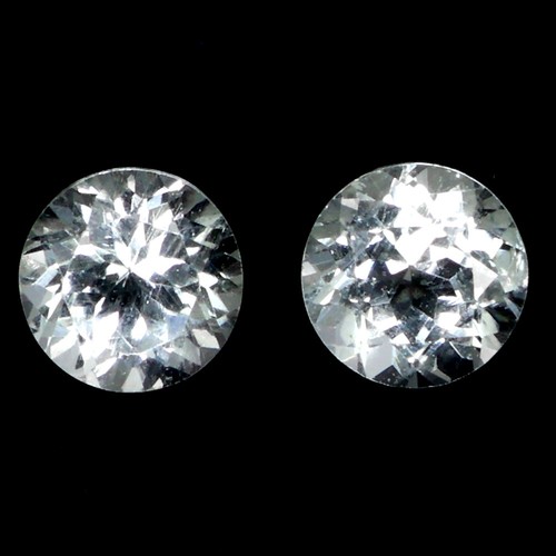 Pair 2pcs Round Cut Natural Top Nice Blue Aquamarine VVS 2.51ct 7mm ...