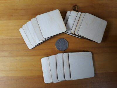15x 5 x 5cm (50 x 50mm) PLY WOOD SHAPES 3mm BLANKS - SQUARE SHAPE TAG ...