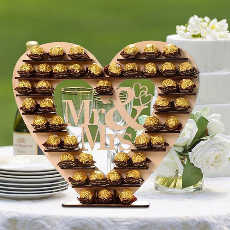 Wedding Wooden Ornaments Mr&Mrs Chocolate Stand Display Candy Cupcake ...