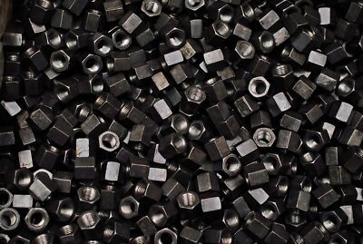 (150) Grade 8 High Hex Nut 3/8-24 Plain Finish SAE J995 Nuts 17/32 ...