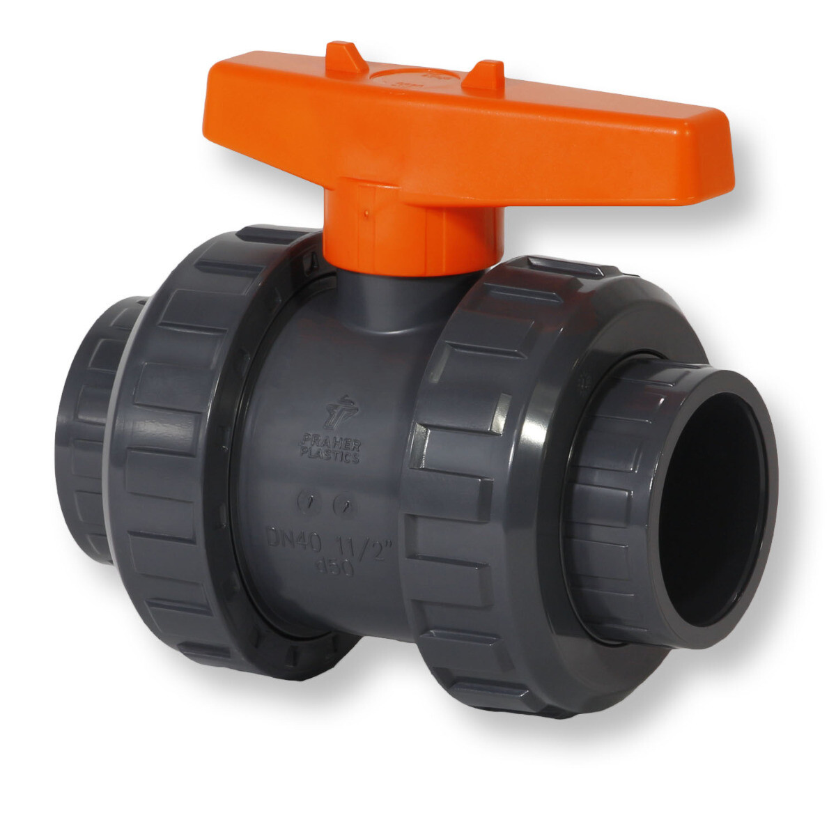 PVC Fitting Kugelhahn Absperrhahn 2-Wege Ø 50mm mit Klebemuffen PRAHER ...