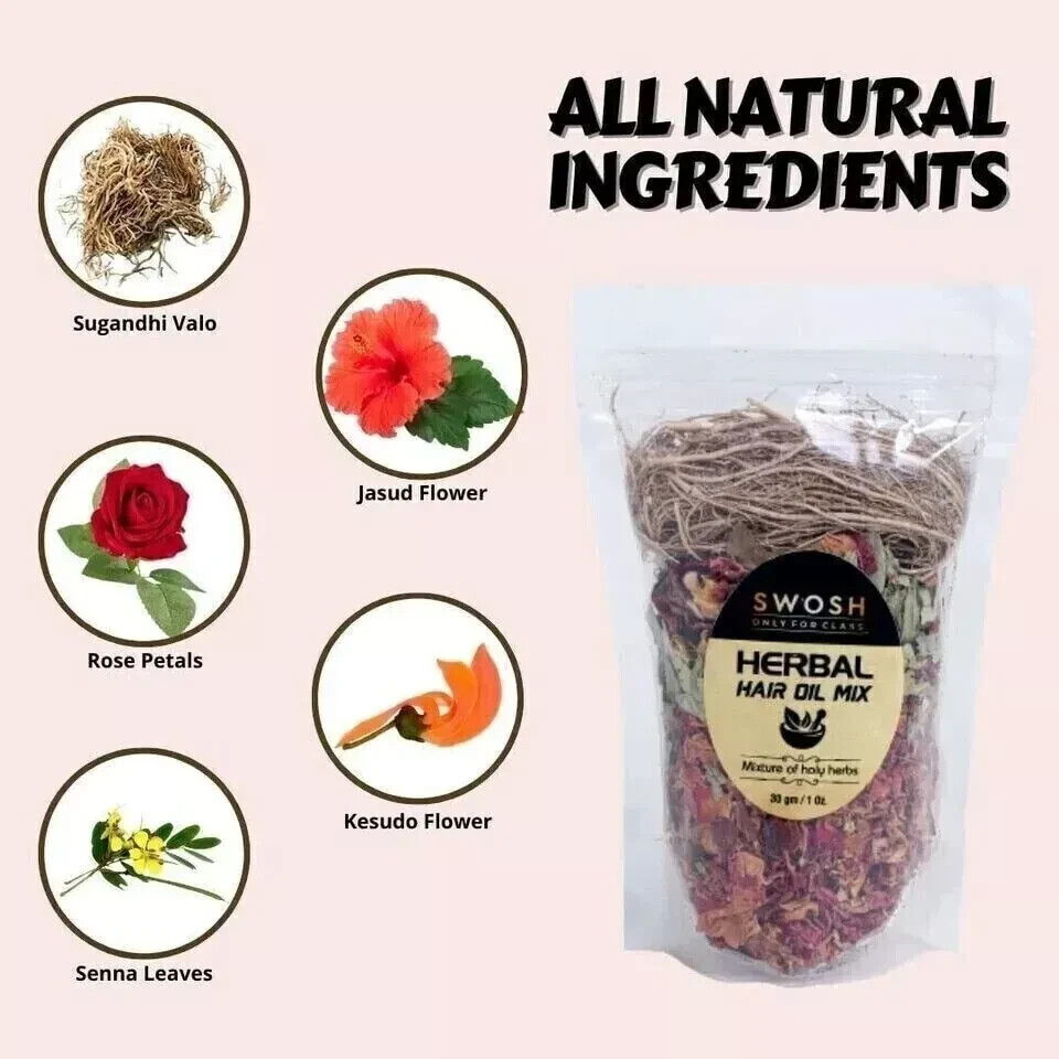 100% Natural Ayurvedic Herbal Dried Herbs Mix Hair Oil Long Healthy ...