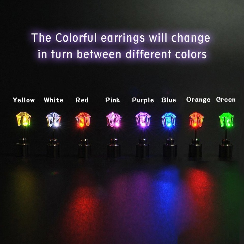 Color Changing Lighting Up LED Earrings Studs Flashing Christmas Xmas ...