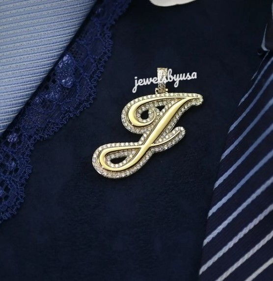 Birthday Gift For Him Cursive J Letter Pendant Chain Real Moissanite ...