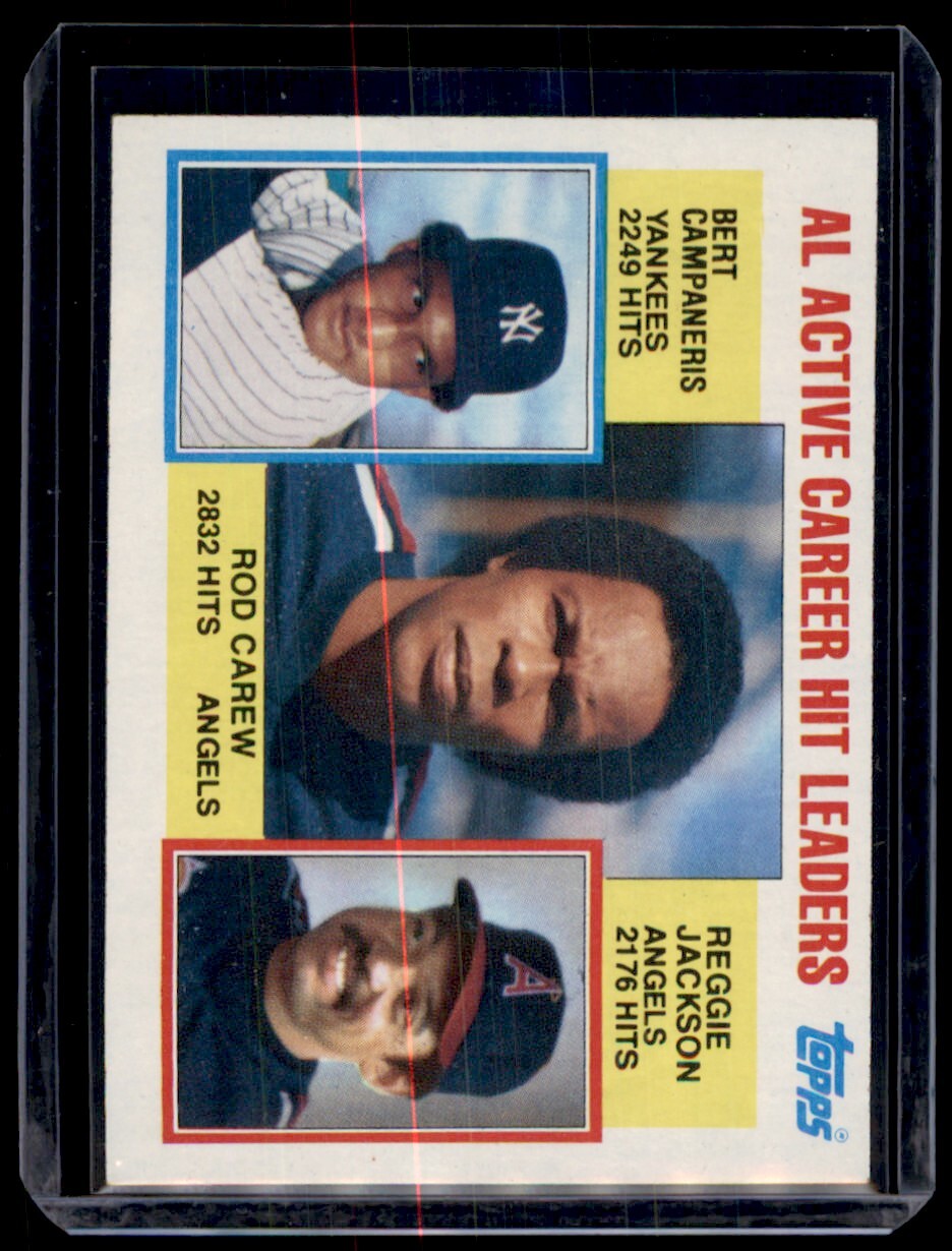 1984 TOPPS AL ACTIVE CAREER HIT LEADERS - ROD CAREW/BERT CAMPANERIS ...