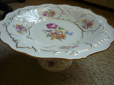 GORGEOUS VINTAGE WEIMAR PORCELAIN PEDESTAL SERVING PLATTER/ 1949-1980 ...