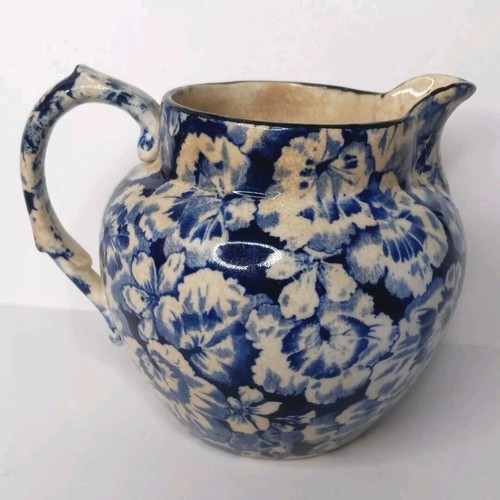 Antique Buffalo Pottery China Blue Geranium Creamer 16 Oz Pitcher USA ...