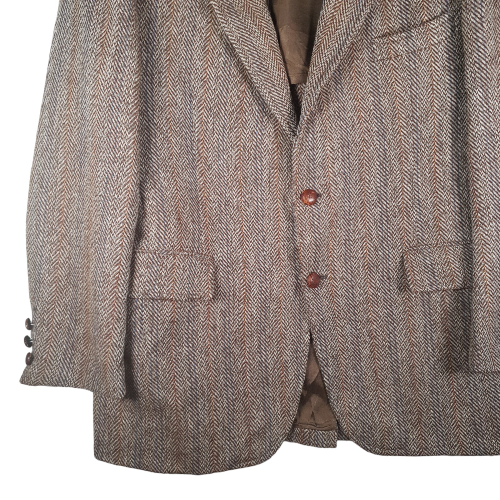 Harris Tweed Men's 42R Brown Beige Herringbone Blazer Jacket Pure Wool ...