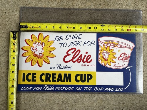 Original Vintage Borden's Ice Cream Paper Store Sign ELSIE COW | eBay