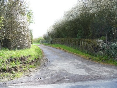 Photo A3 Bridleway meets road Honeybourne The bridleway from Broad ...