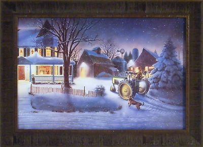 EVENING CHORES by Doug Knutson 20x28 FRAMED ART John Deere Tractor Farm ...
