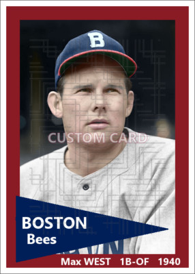 Max West - 1940 Boston Bees - 2.5 x 3.5 custom card (blank back) | eBay